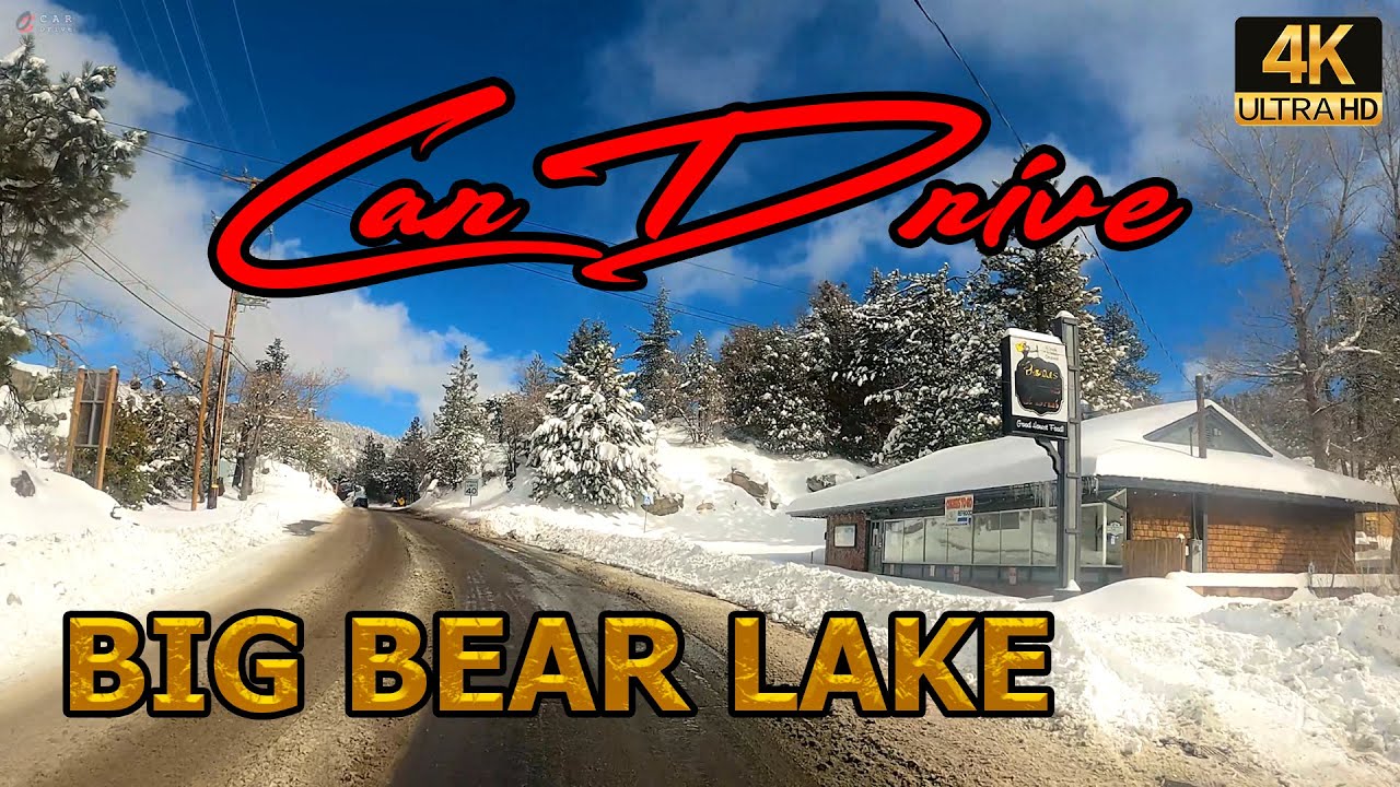 Driving in USA - 4K California scenery CAR DRIVE, Big Bear in the snow ...