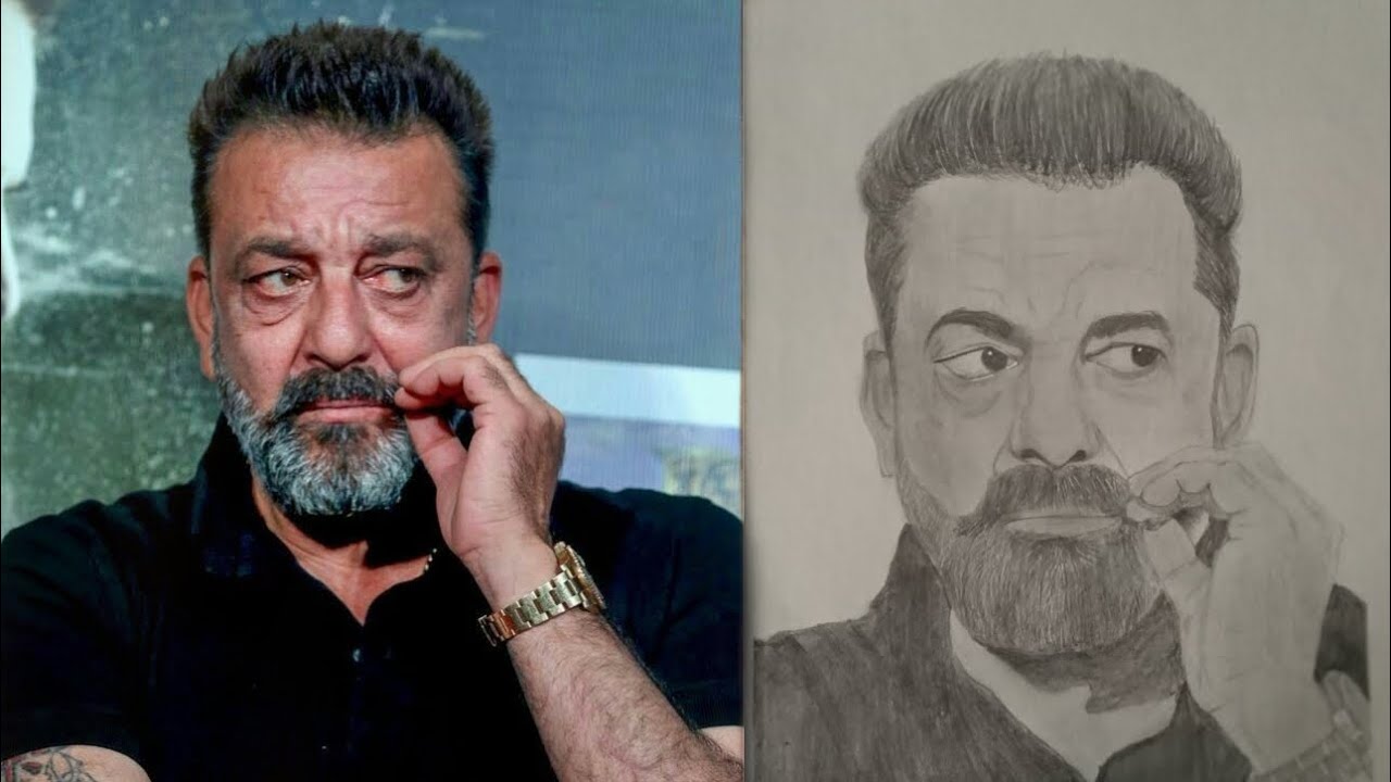 Sanjay dutt drawing| How to draw Sanjay dutt @ArtistShikhaSharma # ...
