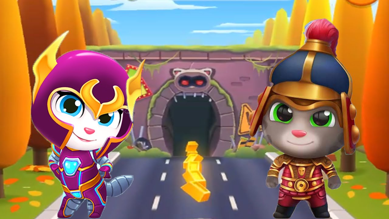 Talking Tom Gold Run Gameplay General Tom VS Cyber Angela VS Raccoon ...