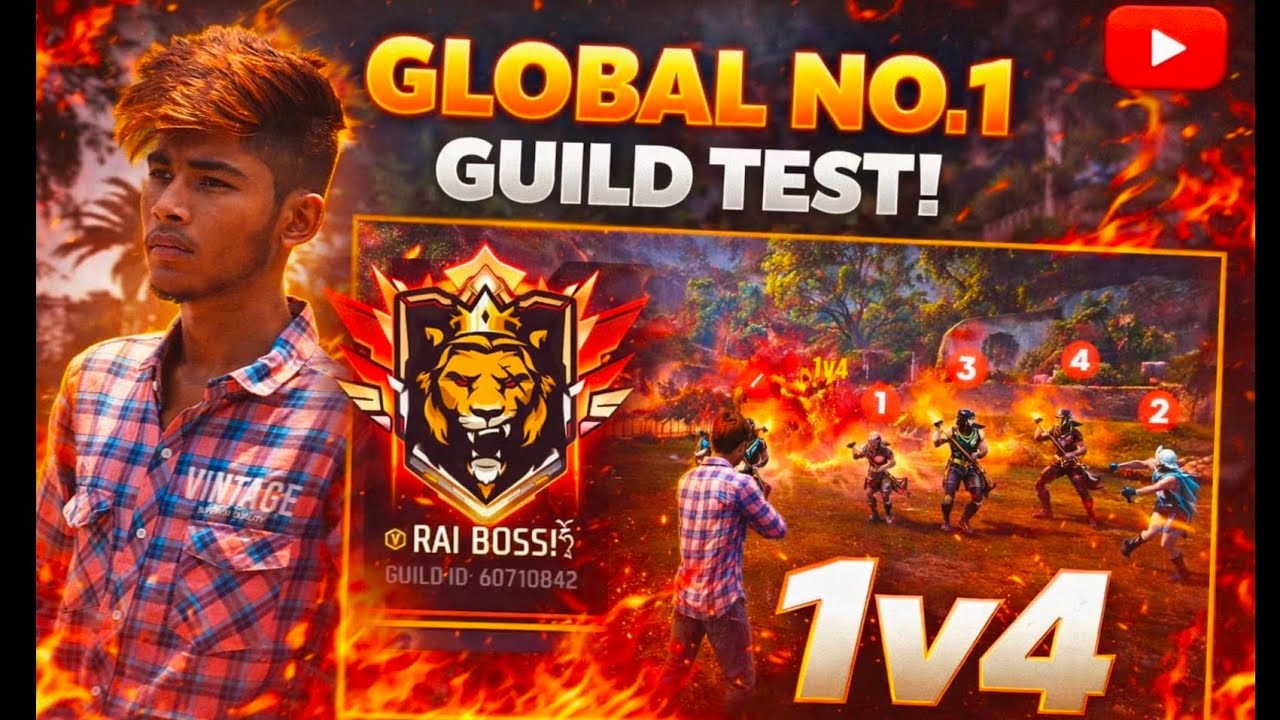 V BADGE RAI BOSS GUILD 😎 PLAYER LIVE GUILD TEST 1 VS 4 - YouTube