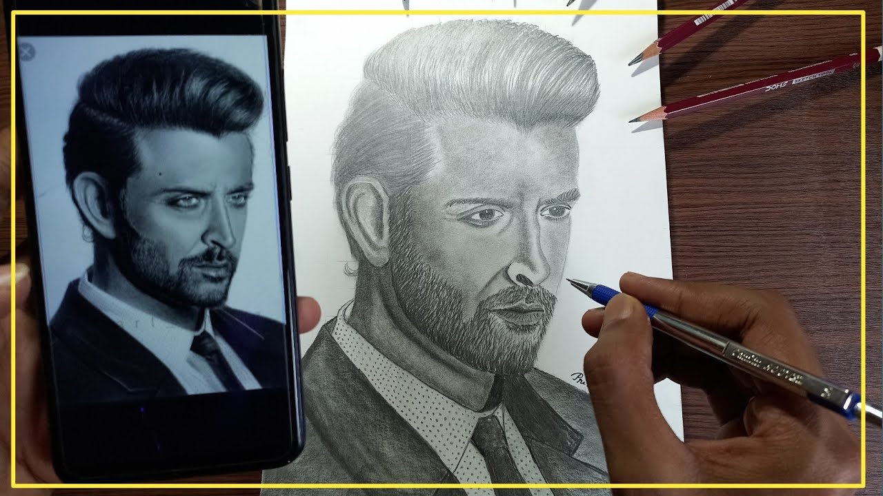 How To Draw Hrithik Roshan | Step By Step Tutorial | The Master Kalakar ...