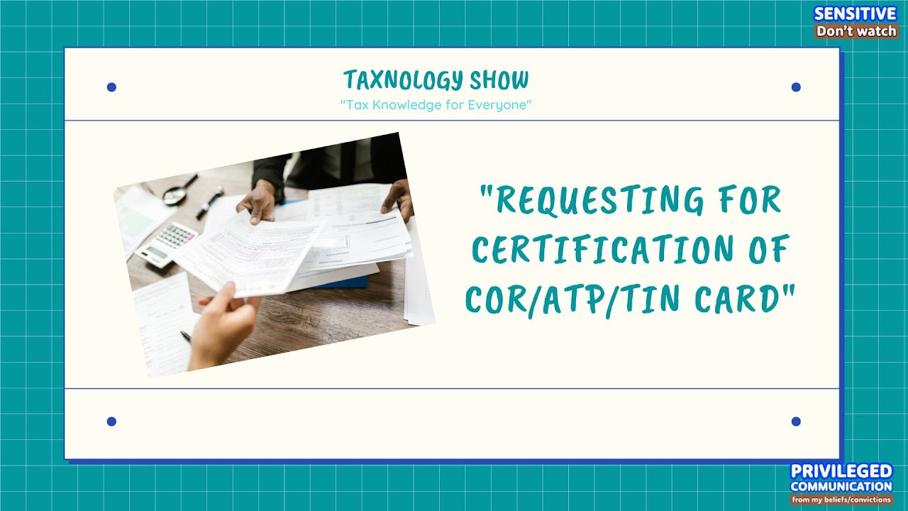 REQUESTING FOR CERTIFICATION OF COR/ATP/TIN CARD - YouTube