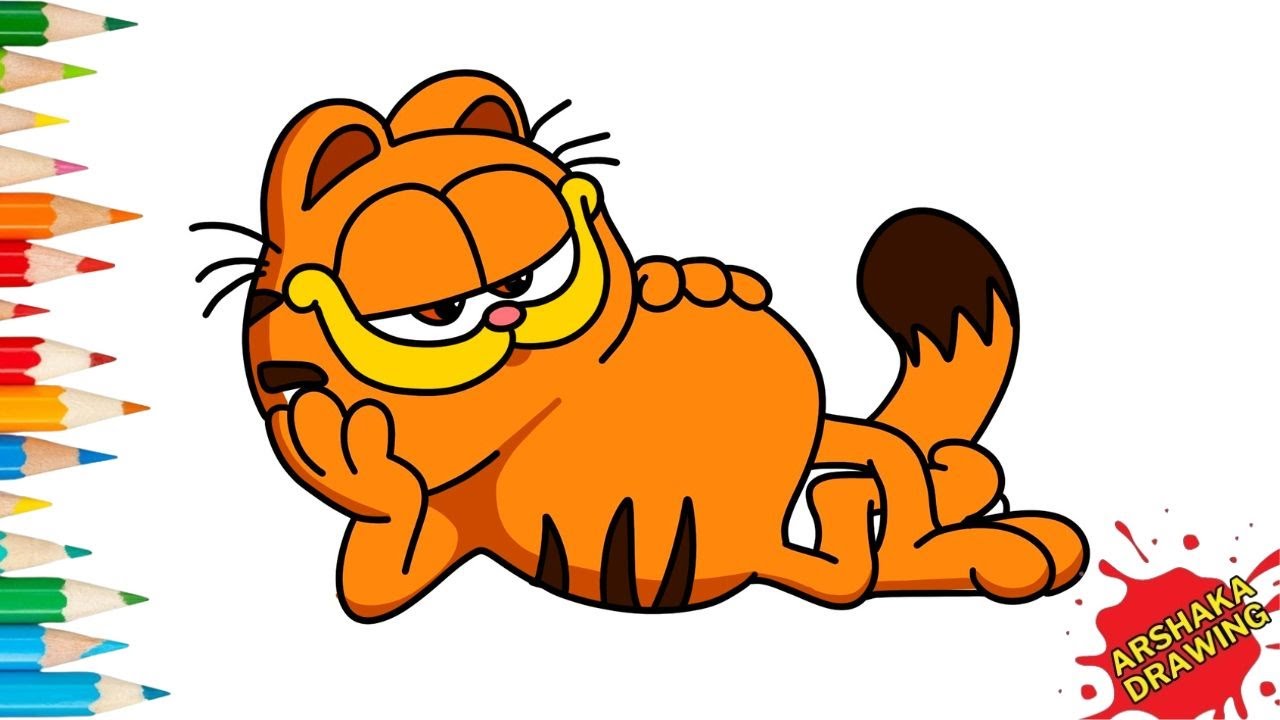 How to Draw and Color The Garfield Cat Easy Step by Step | Coloring ...