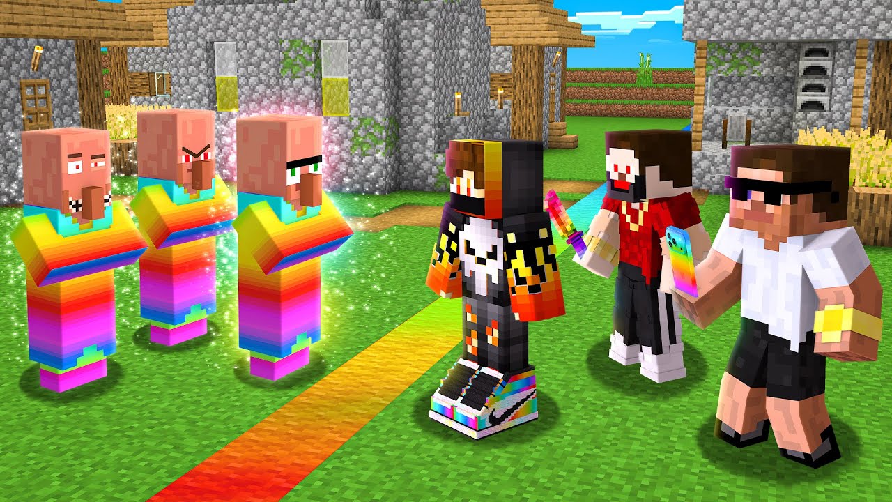 RAINBOW VILLAGER SPLIT THE VILLAGE IN HALF !!!! - YouTube