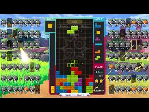 my t-spin double sends 7 lines & tetris clear sends 9 lines at top 20 in tetris 99 today ...