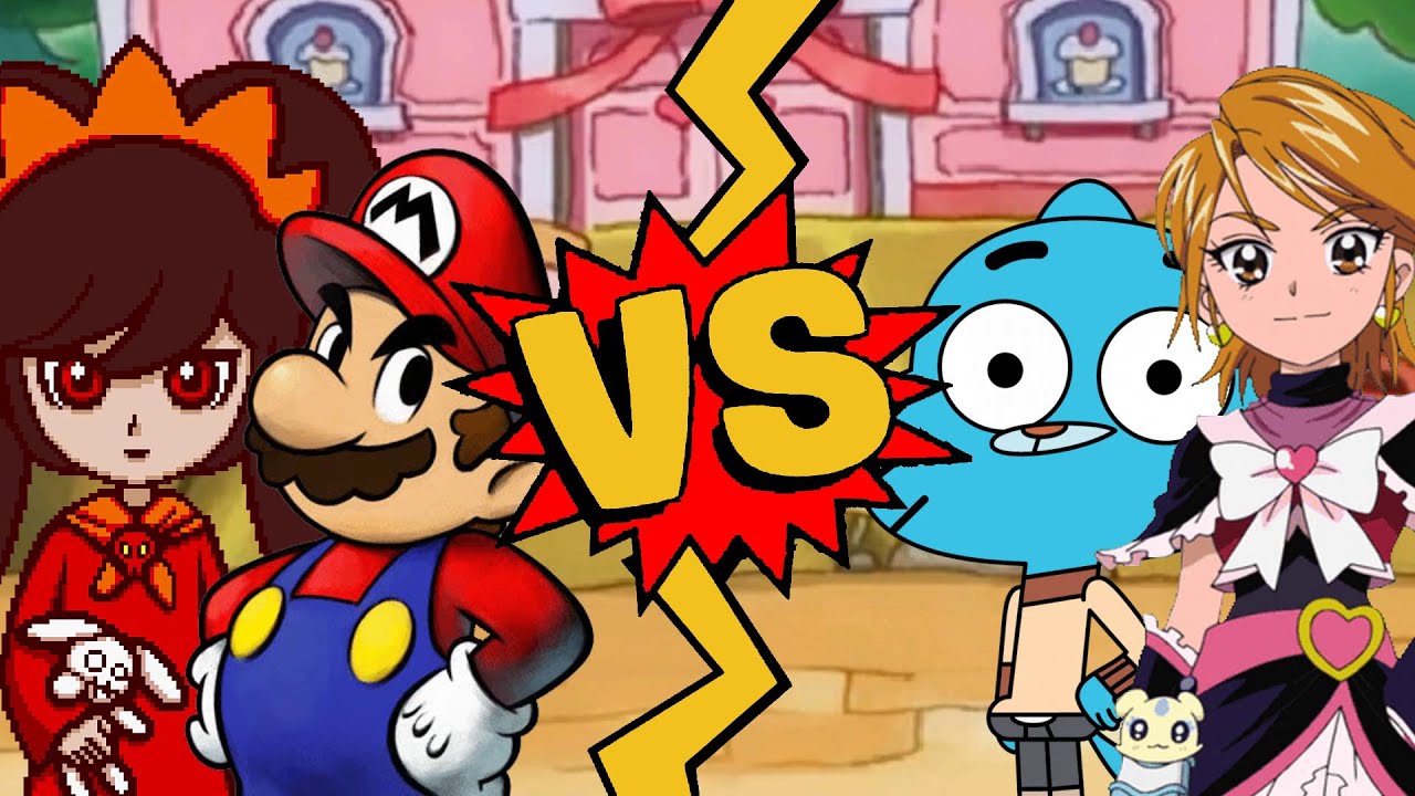 M.U.G.E.N Battles | Mario/Ashley vs Cure Black/Gumball Watterson - YouTube