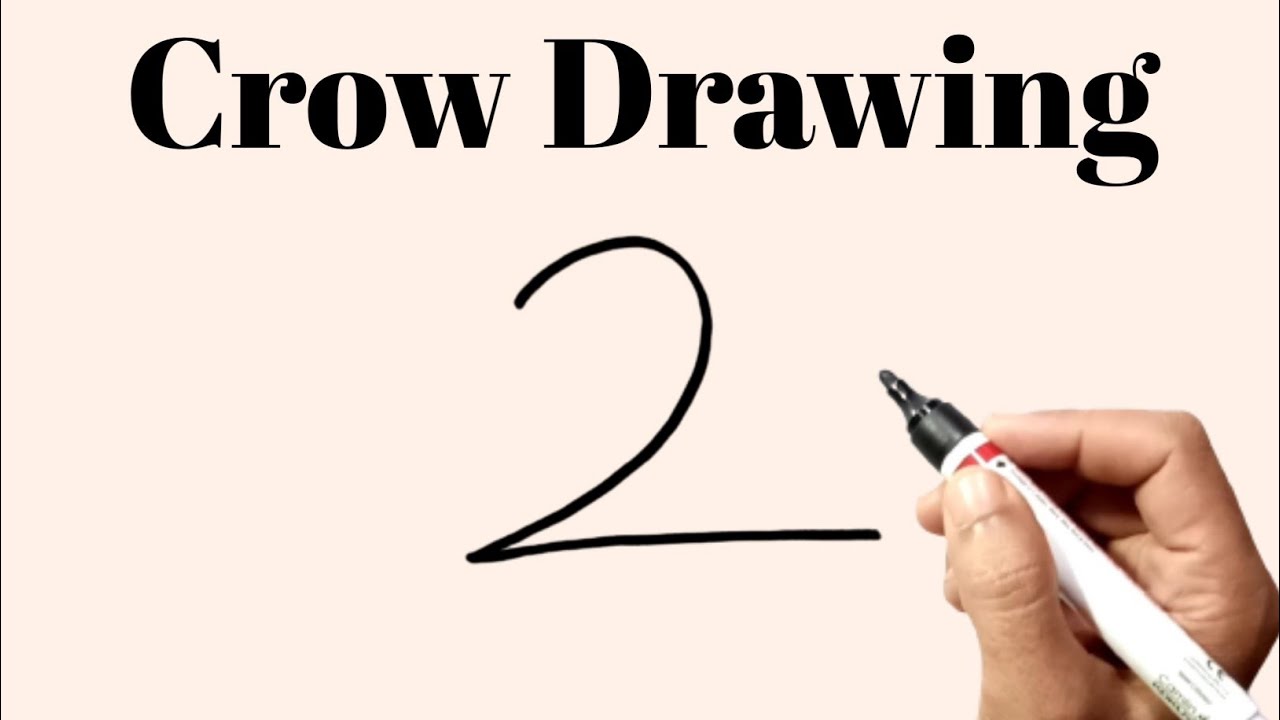 Crow Drawing Easy Step By Step | How To Draw A Crow From Number 2 - YouTube