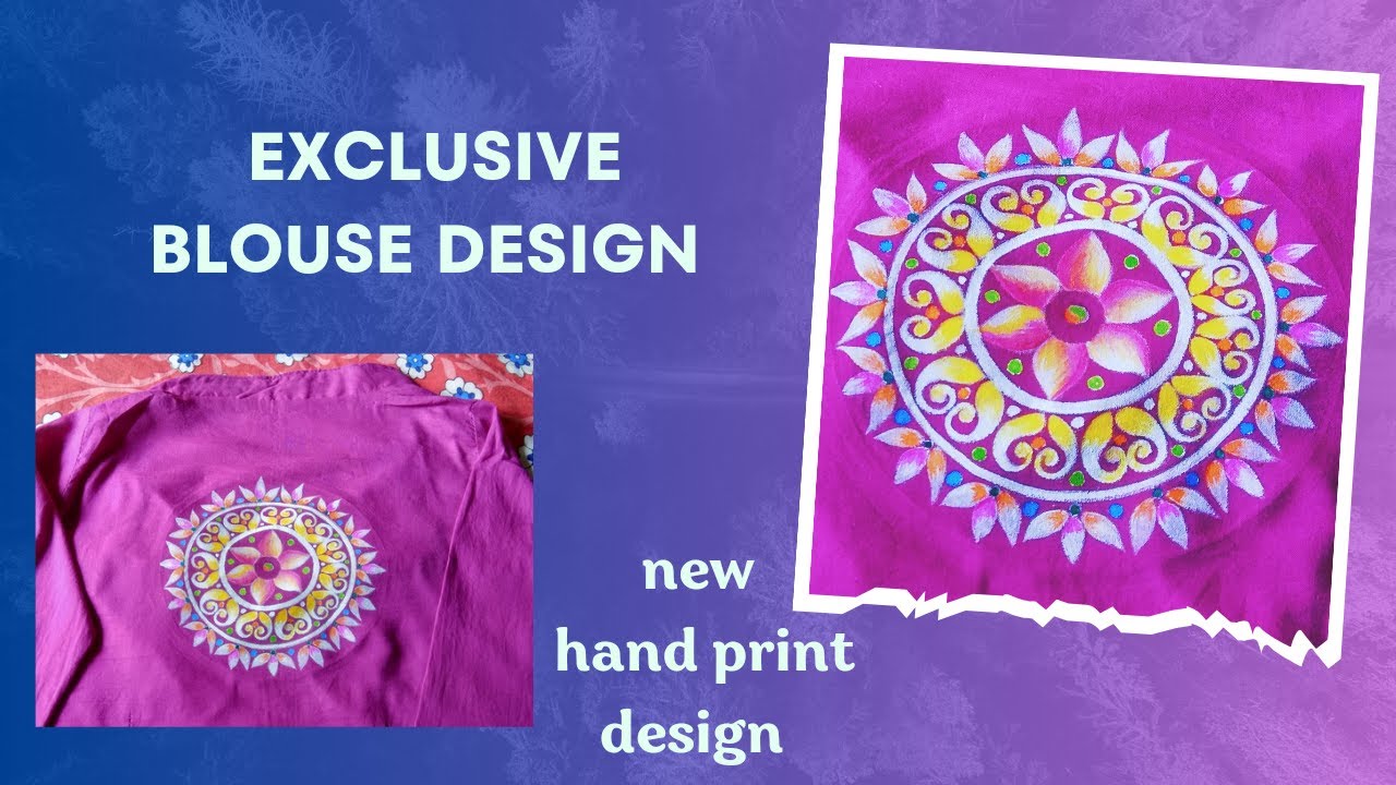 Hand painted blouse design।Exclusive round blouse design। backside ...