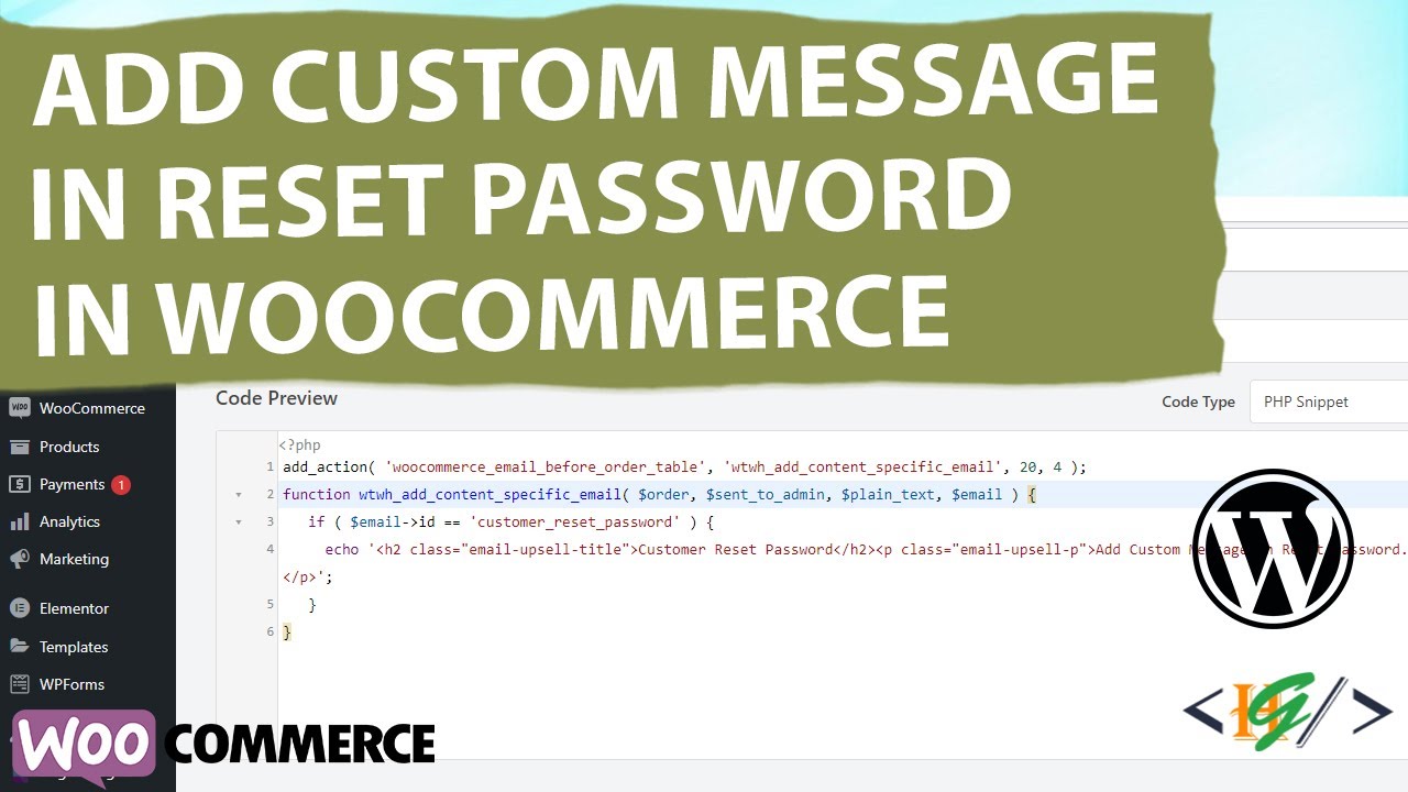 How To Add Custom Message In Customer Reset Password Email Using Code In Woocommerce Wordpress