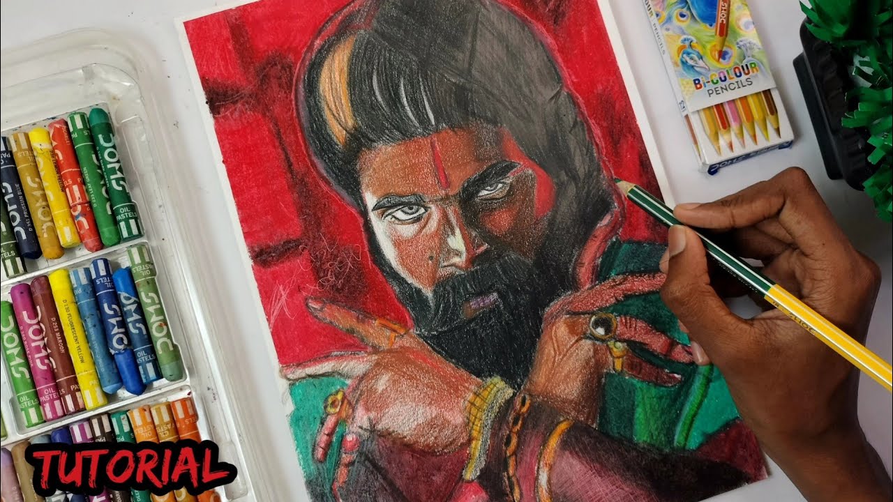 Drawing Pushpa 2 Allu Arjun🔥|| In Telugu ||How to Draw Pushpa 2 Step by ...