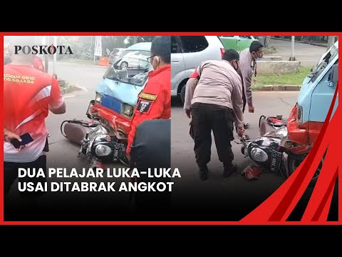 DUA PELAJAR DI TIGARAKSA LUKA LUKA USAI DITABRAK ANGKOT HINGGA MOTOR TERSANGKUT