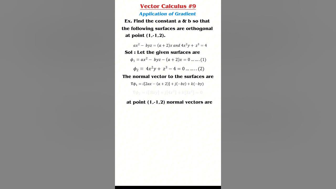 Vector Calculus-9 || Application of Gradient|| #maths #mathematics #statistics #gradient #vector ...
