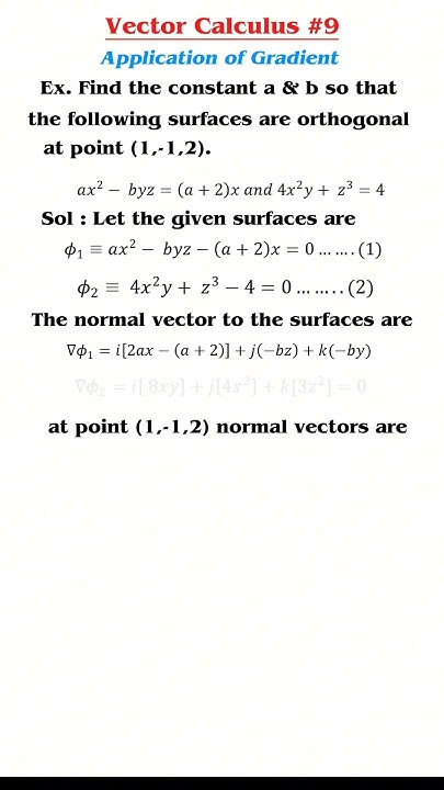 Vector Calculus-9 || Application of Gradient|| #maths #mathematics # ...