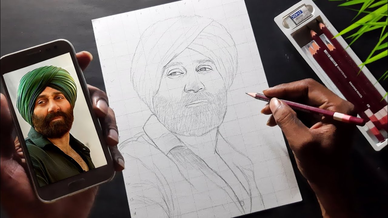 Gadar 2 Drawing 🔥 | Sunny Deol Drawing | Step by step Outline tutorial ...