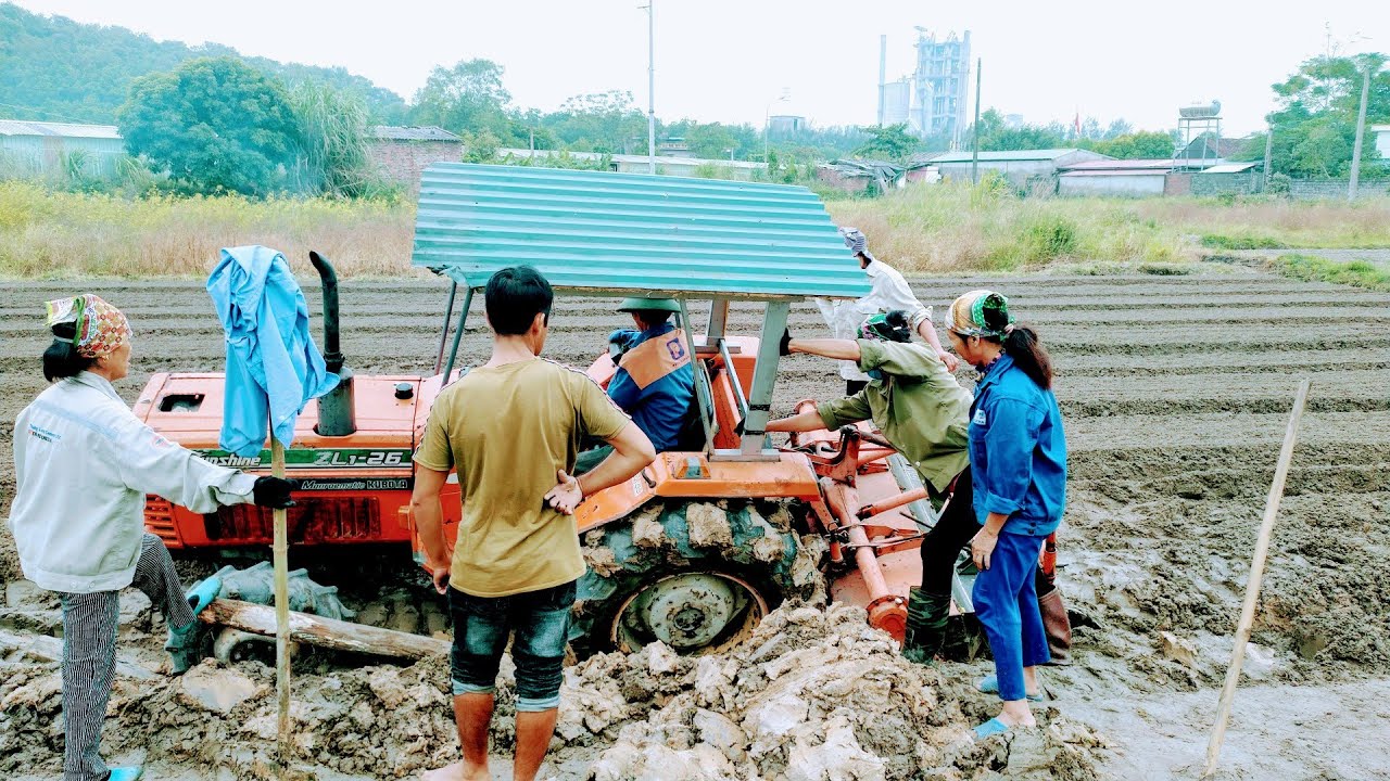 nông dân cứu hộ máy cày sa lầy Farmers rescue bogged tractor - YouTube