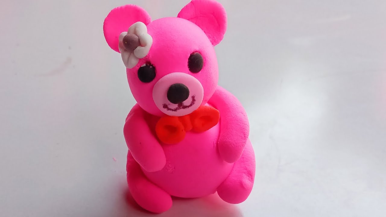 How to make teddy with clay.. - YouTube