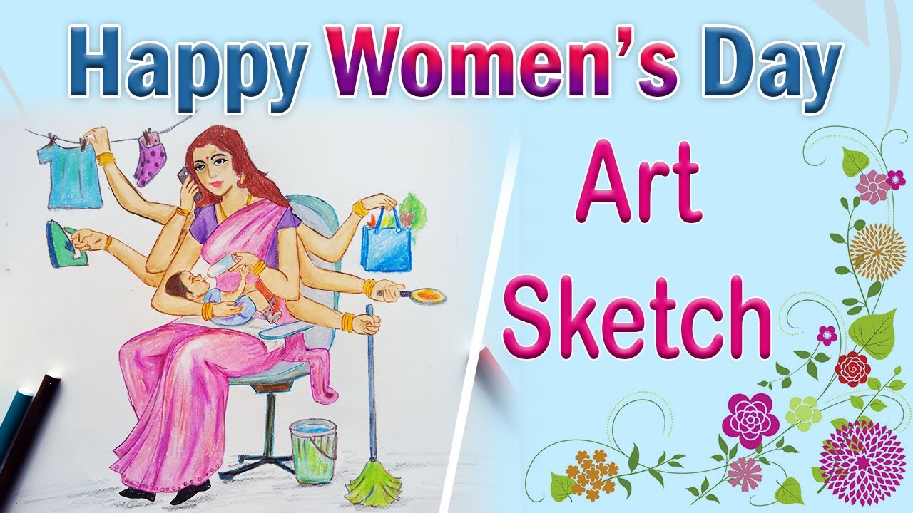 How To draw Happy Women's Day, Celebration. to art..Time-lapse. - YouTube
