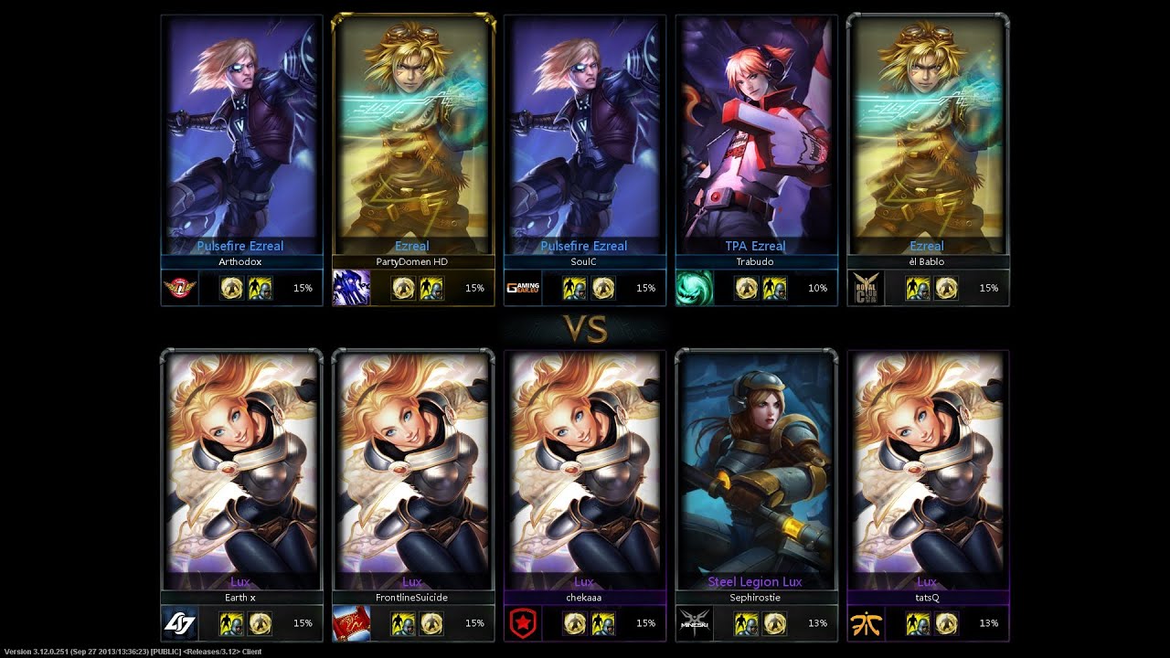 League of Legends with the same Champions (5 Ez vs 5 Lux) [short clip ...
