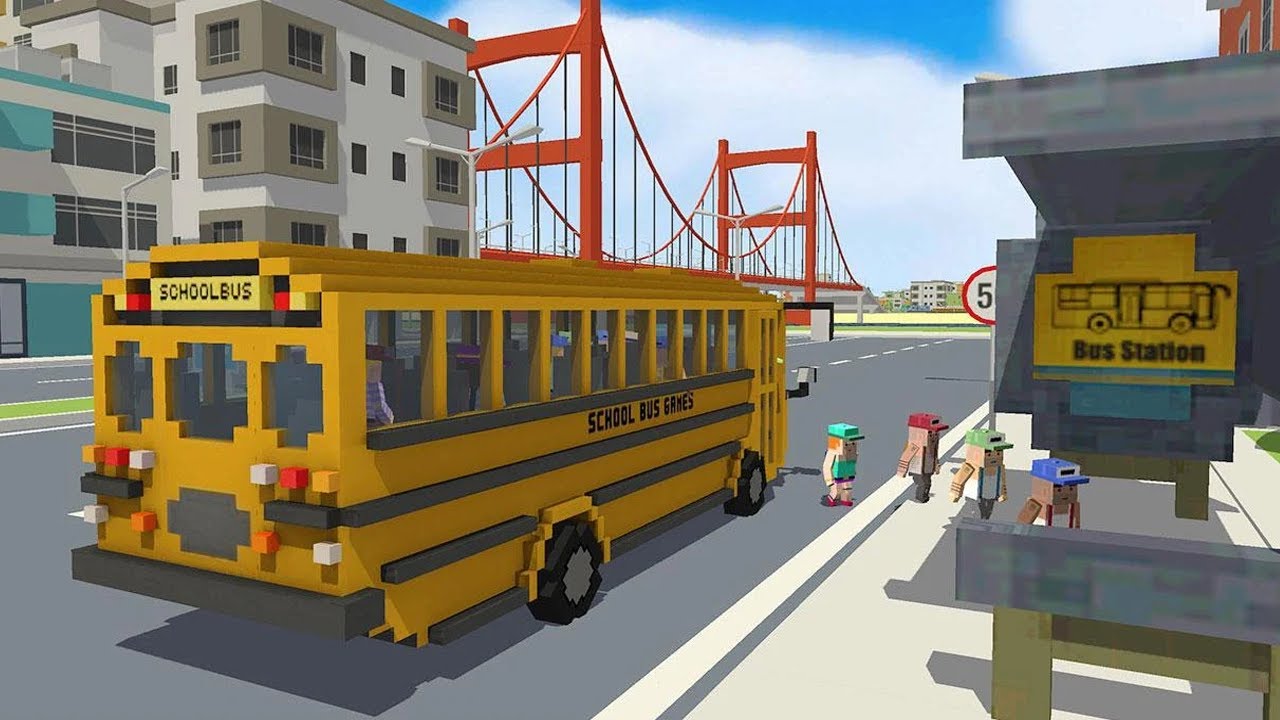 Blocky School Bus & City Bus Simulator Craft Android Gameplay - YouTube