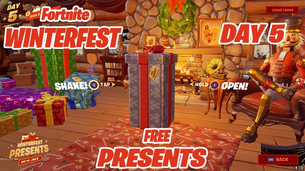 Fortnite Chapter 2 Winterfest Present Opening Day 5 and Challenge - YouTube