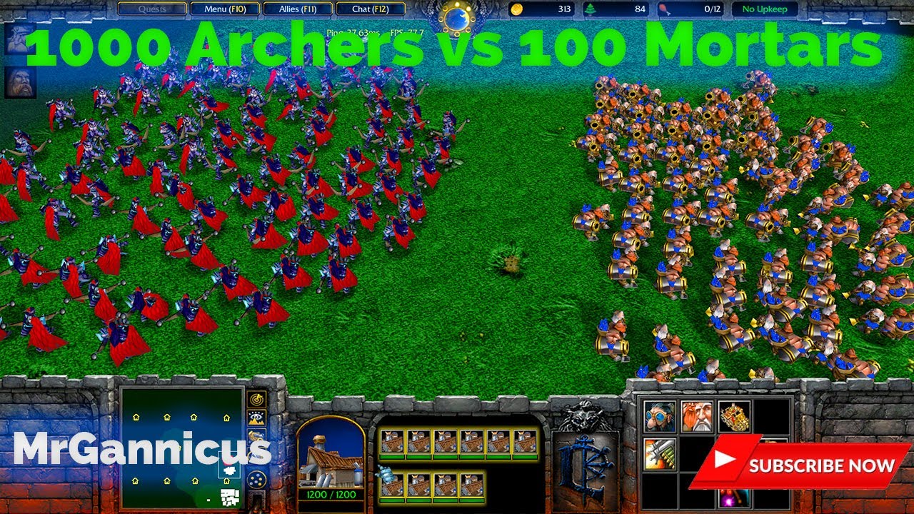 1000 Archer VS 100 Mortar Team | Epic Fight Effect | Warcraft 3 ...