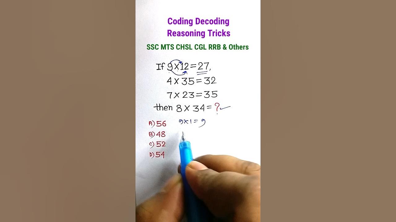 Coding Decoding | Coding Decoding Reasoning Tricks| Reasoning for SSC GD CHSL MTS WBPSC |#shorts ...