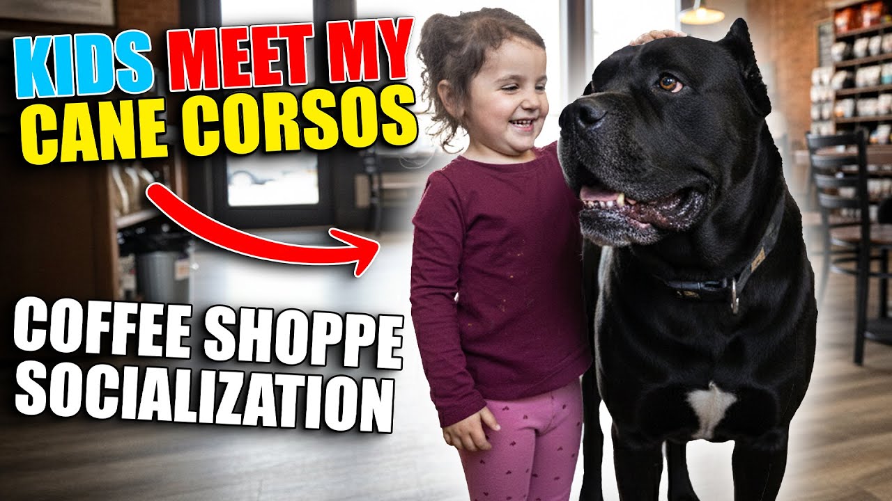 Kids Meet My Cane Corsos - Coffee Shoppe Socializing - YouTube