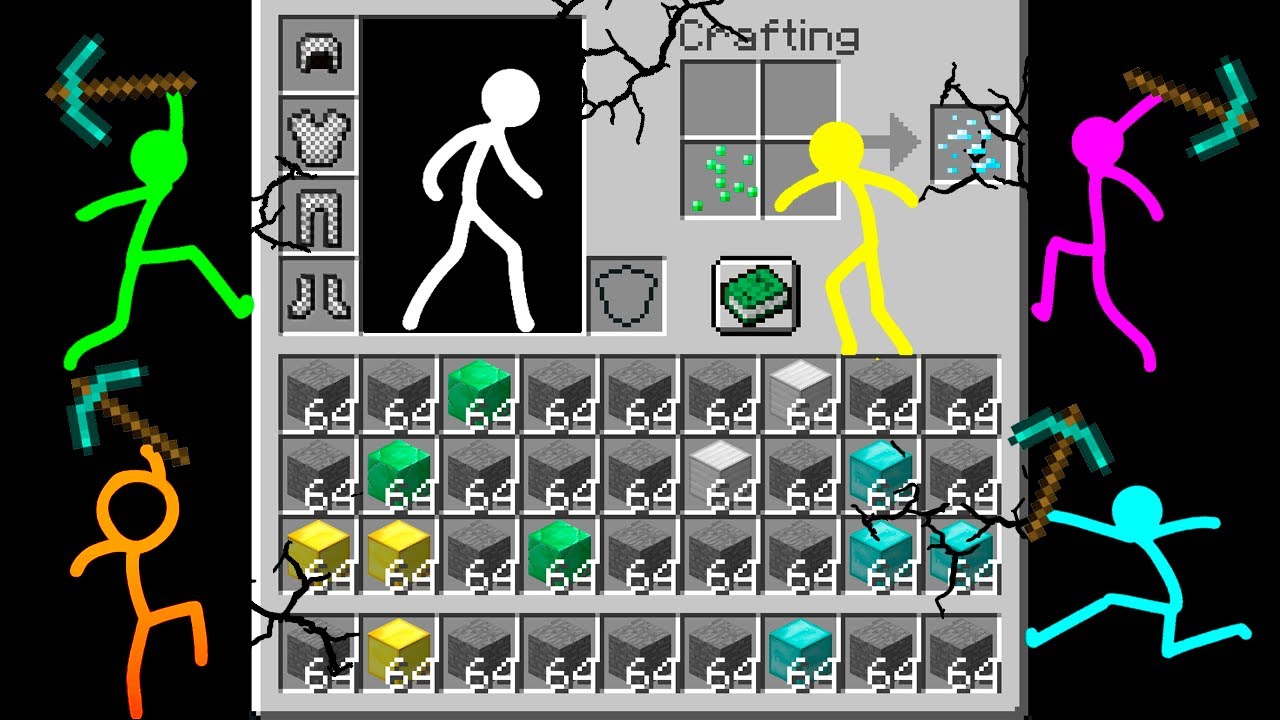 Animation VS Minecraft ~ WHITE STICKMAN INVENTORY / Stickman vs ...