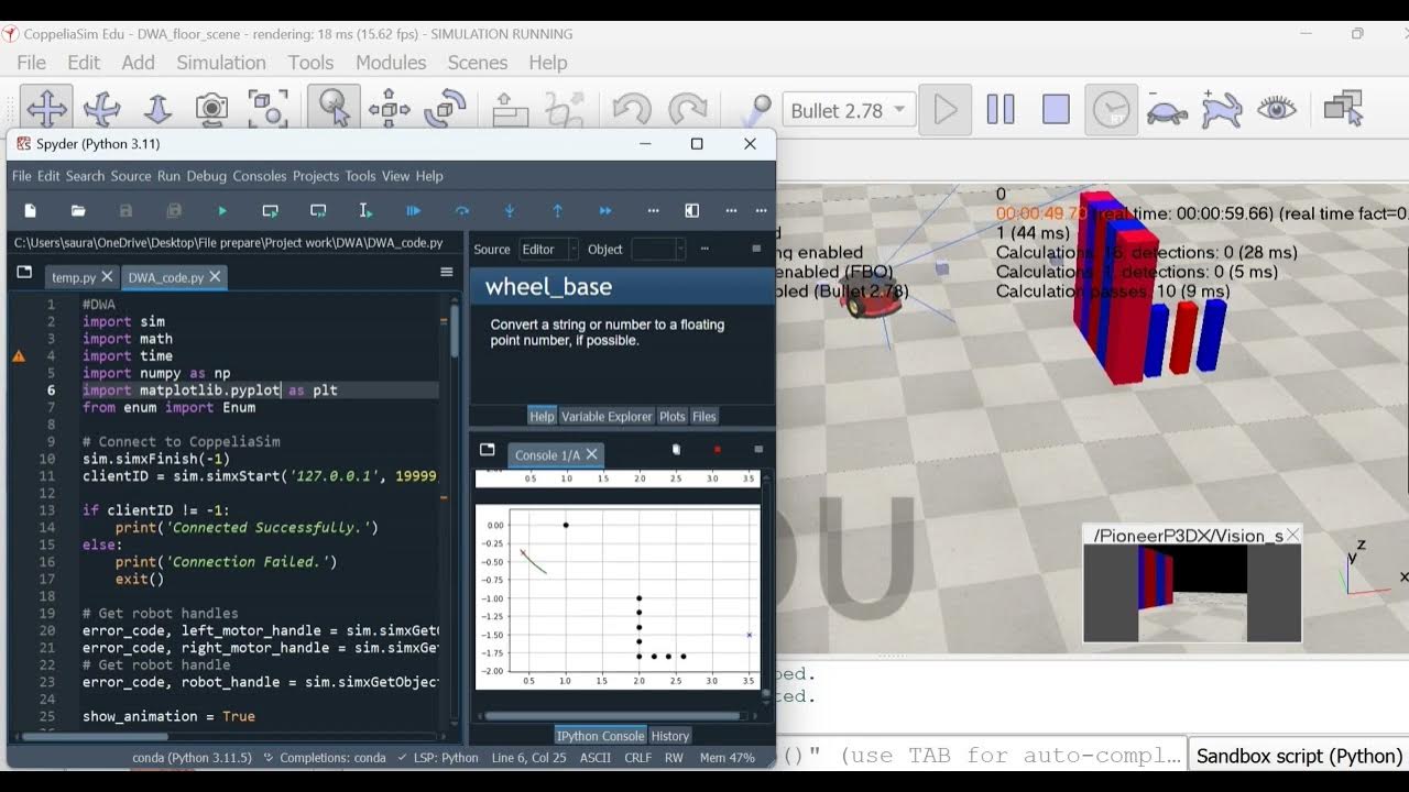 DWA CoppeliaSim Python demo Dynamic window Approach - YouTube