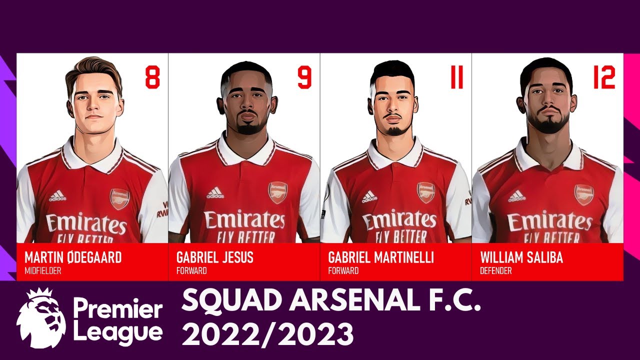 SQUAD ARSENAL F.C. 2022/2023 PREMIER LEAGUE - YouTube