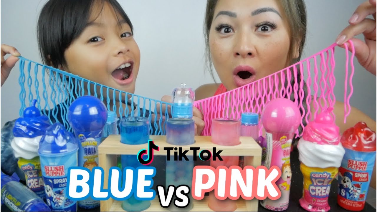 BLUE vs. PINK CANDY *Most Popular Tiktok Magic Potion, Candies Ice ...