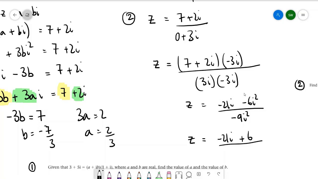 Core Pure - Complex Numbers - Equating Real and Imaginary Parts - YouTube