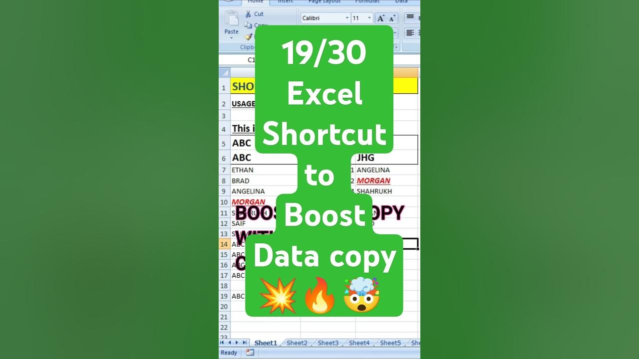 Shortcut 19 Excel Bulk Copy Paste #excel #likeexcel #officesoftware #excelhacks #excelshortcuts ...