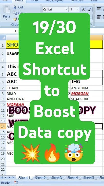 Shortcut 19 Excel Bulk Copy Paste #excel #likeexcel #officesoftware #excelhacks #excelshortcuts ...