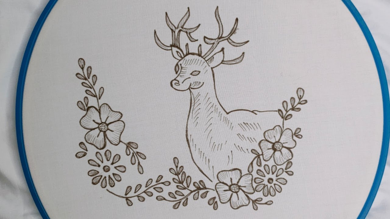Hand embroidery: Deer 🦌 embroidery - Embroidery tutorial - YouTube