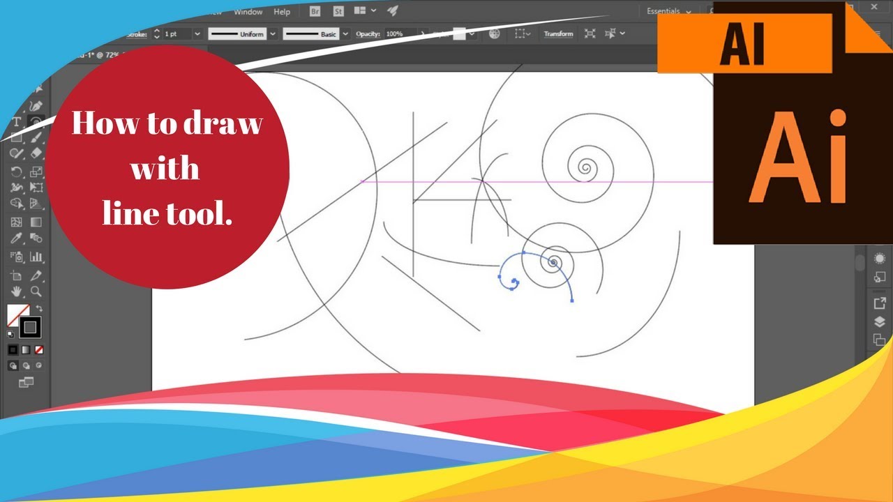 Adobe Illustrator CC - 13 - How to Draw with the Line Tool in adobe ...
