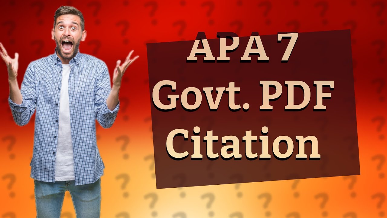 How do you cite a PDF from a government website in APA 7? - YouTube