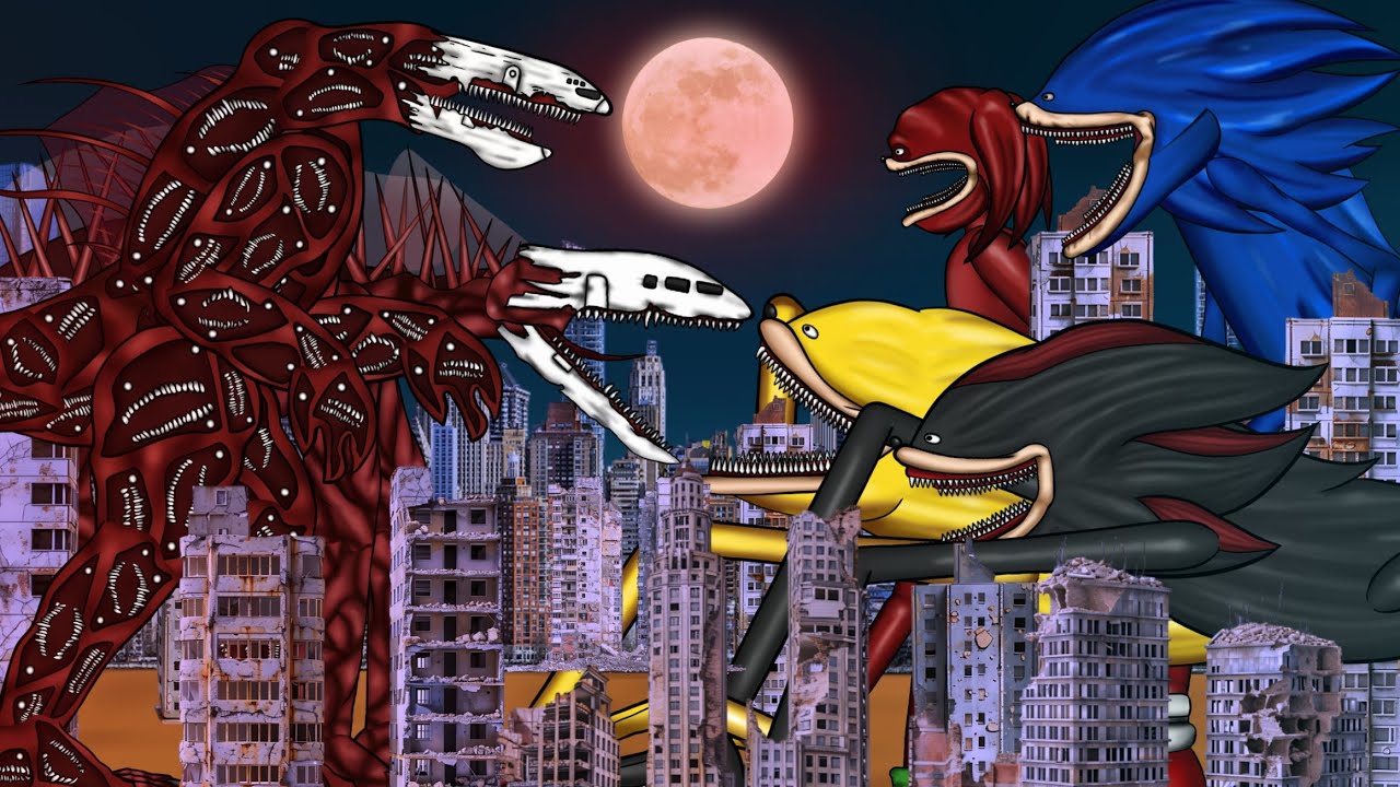 Infected Sky VS Shin Sonic, Super Silver The hedgehog, Shadow The ...