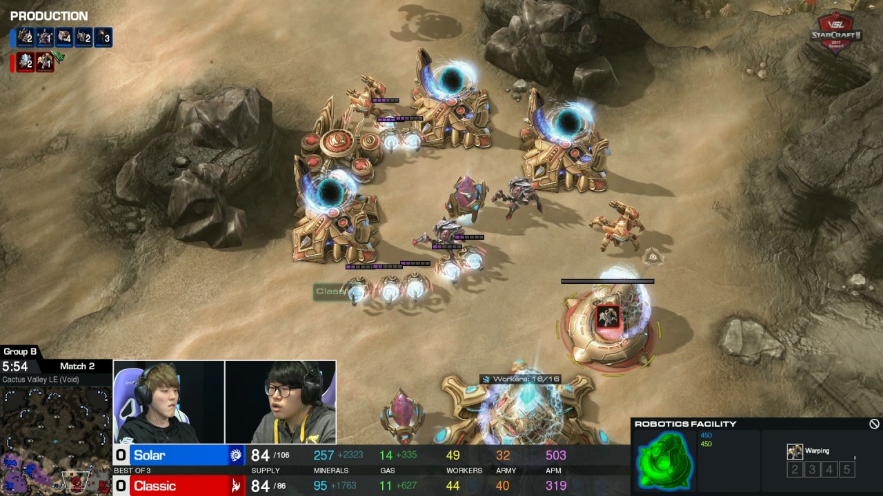 VSL SC2 - Classic vs Solar - 2017 Season1 - Ro16 Group B Match2 1Set ...