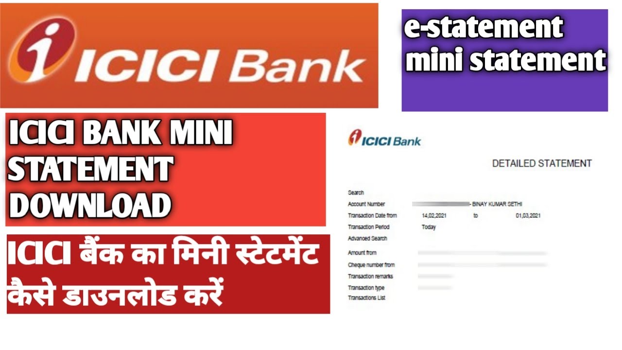 How to||Download Mini/Account statement online of ICICI bank||Mini ...