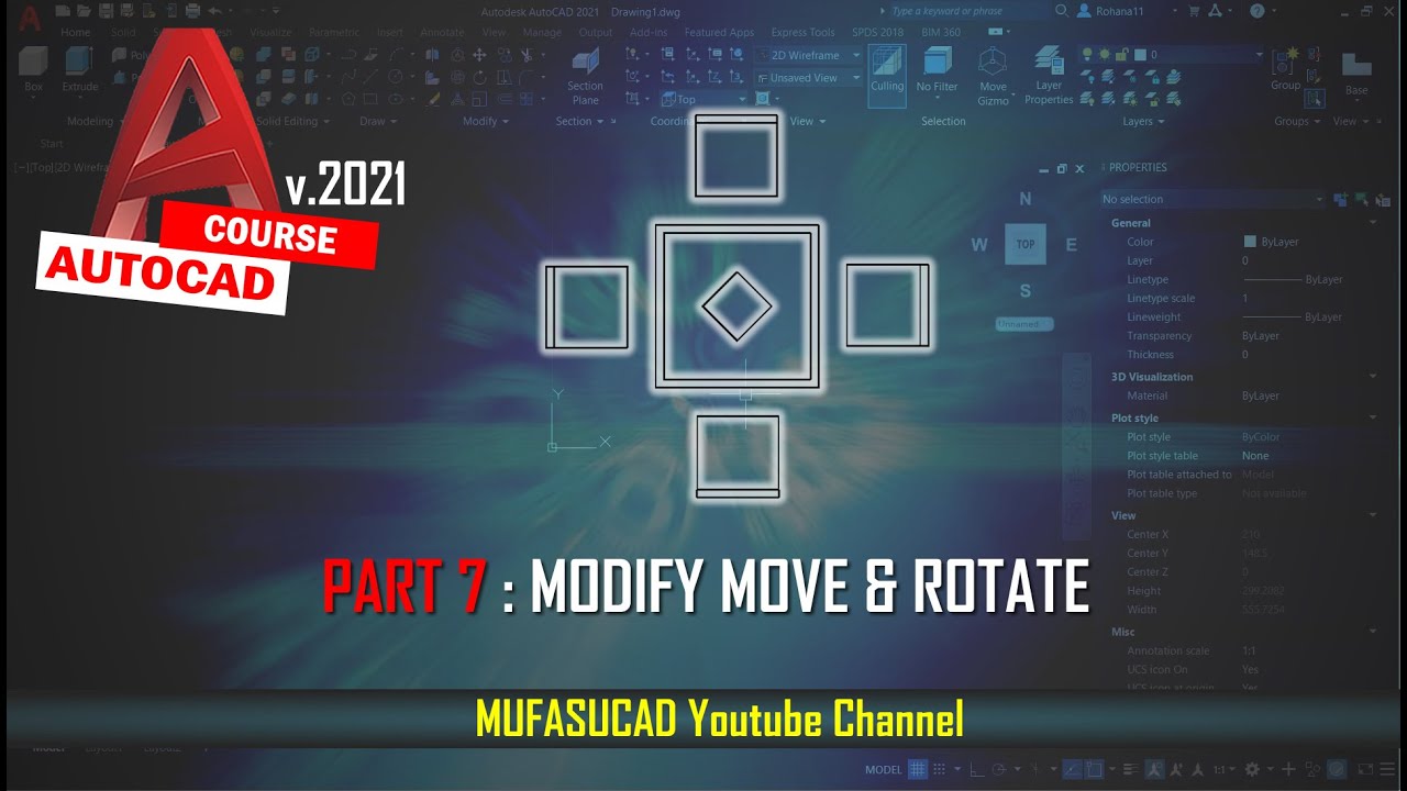 [PART 7] AutoCAD 2021 Modify Move And Rotate Essential Training For ...