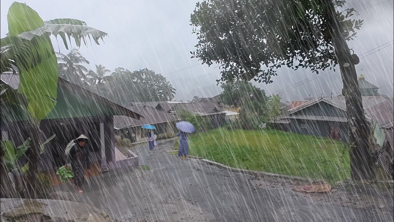 Walking in Super Heavy Rain and Thunderstroms | Heavy Rain hit Village ...