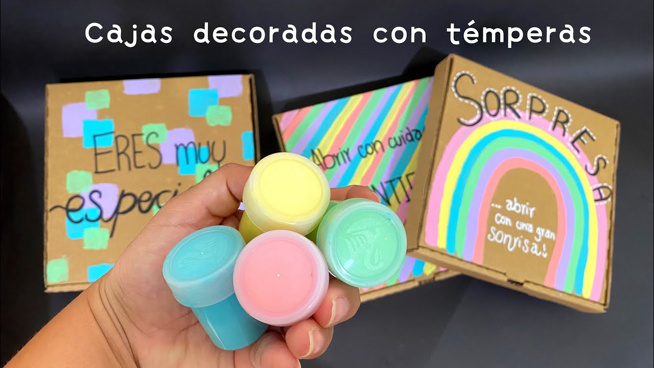 CAJAS de CARTÓN decoradas con témperas o pinturas - YouTube