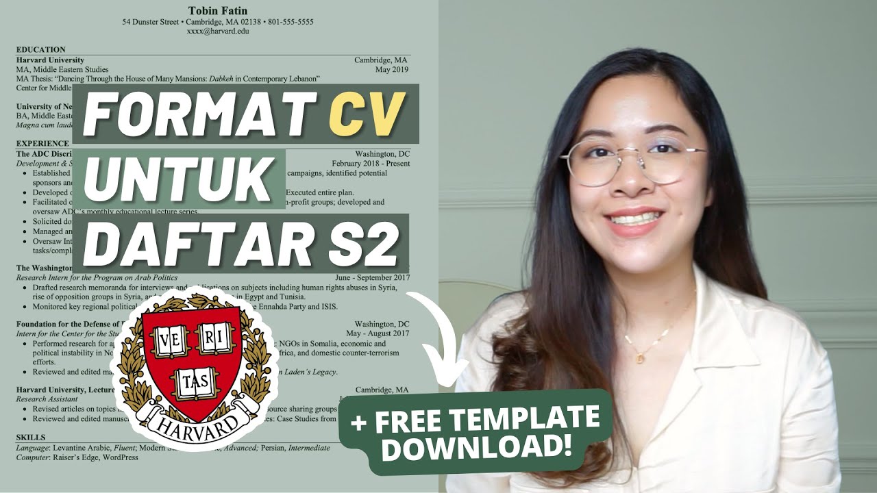Format CV dari Harvard | CV untuk Daftar S2 | Free Download Template! - YouTube