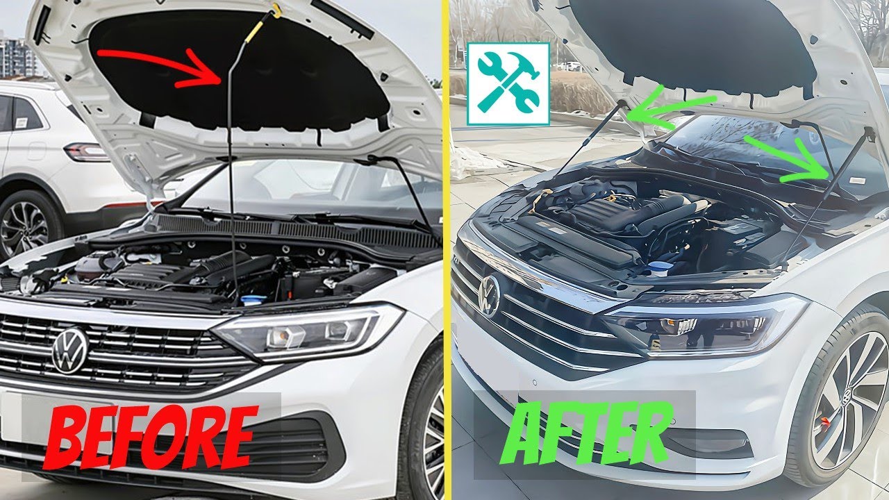 Volkswagen | How To install BONNET hydraulic ROD? - YouTube