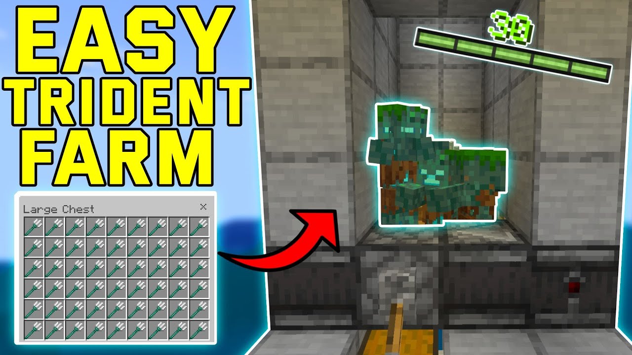 EASY Trident Farm Minecraft Bedrock 1.21+ (Bedrock/Mcpe/Ps4/Xbox) - YouTube