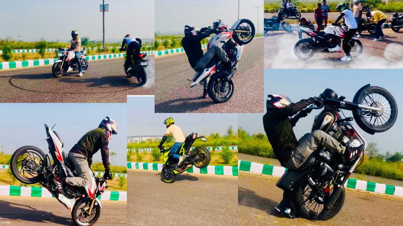 Stunt on bullet | ktm duke | Apache | stunt by manish rathi | Goldy ...