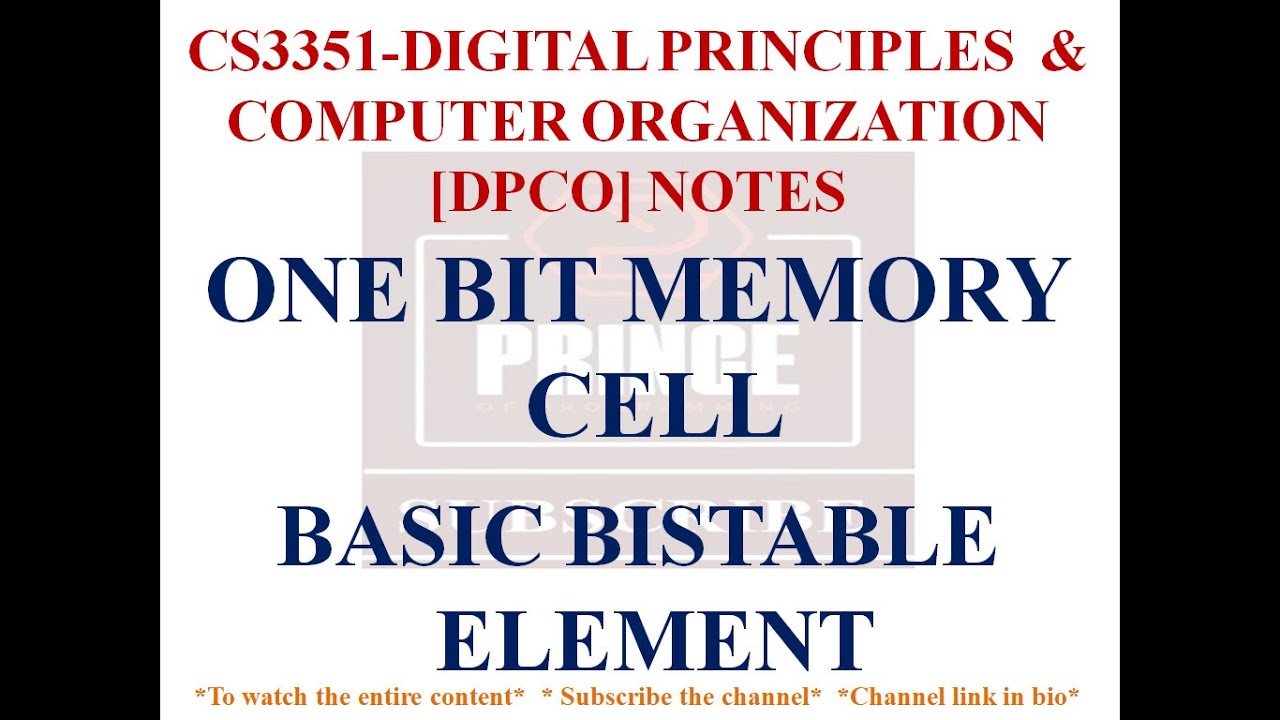 ONE BIT MEMORY CELL | BISTABLE ELEMENT | CS3351 DIGITAL PRINCIPLES AND ...