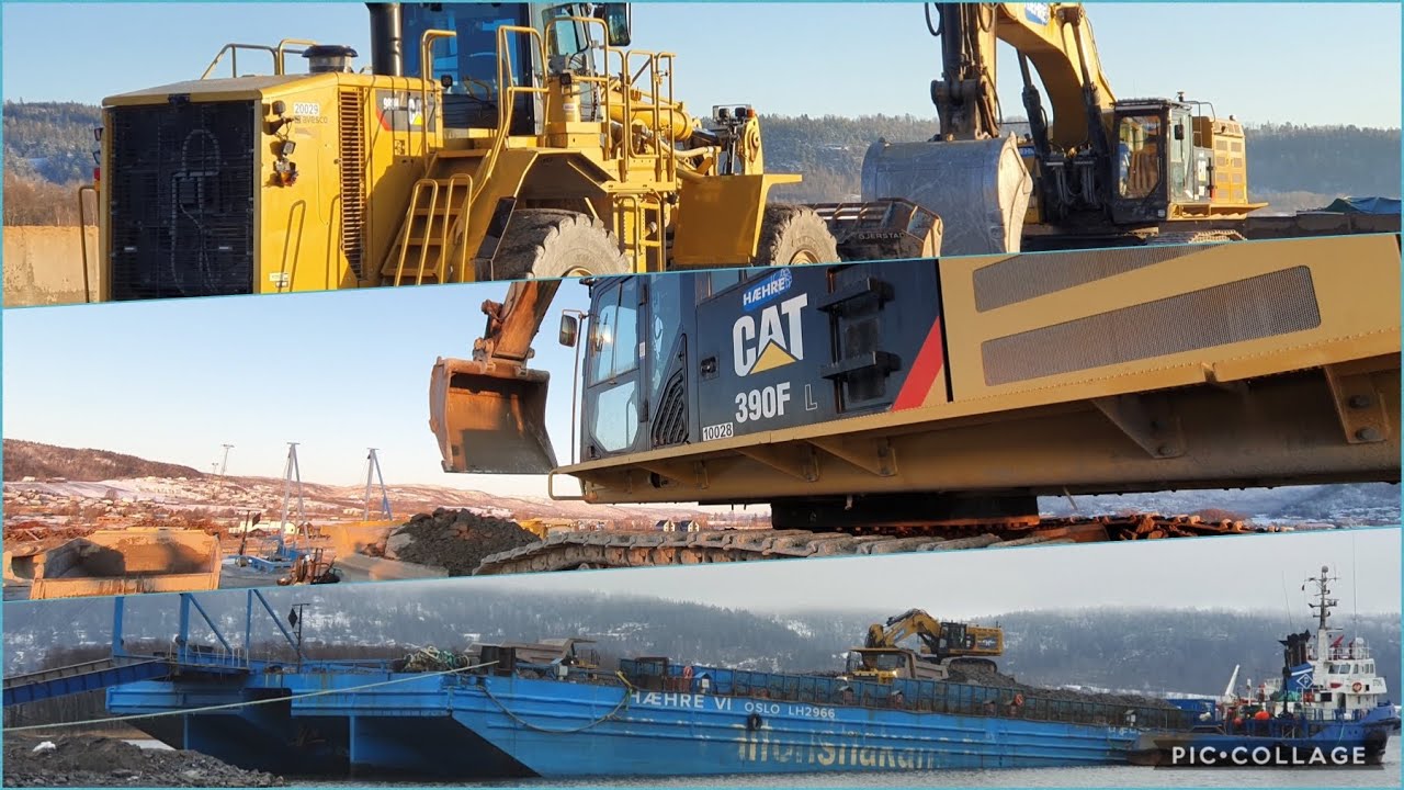 Highlights of our barge activities!!😋 Cat 390 F, 374 F, 988 H and a ...