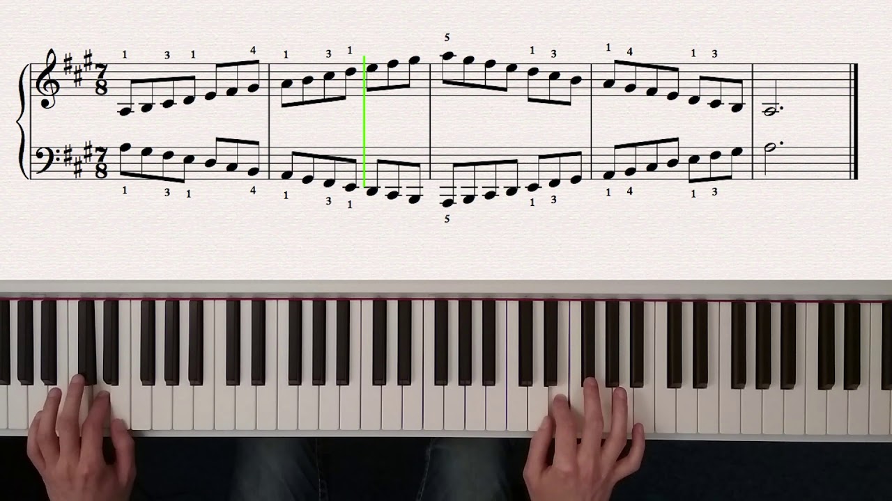 A major scale - easy (with fingering) + sheet music - YouTube